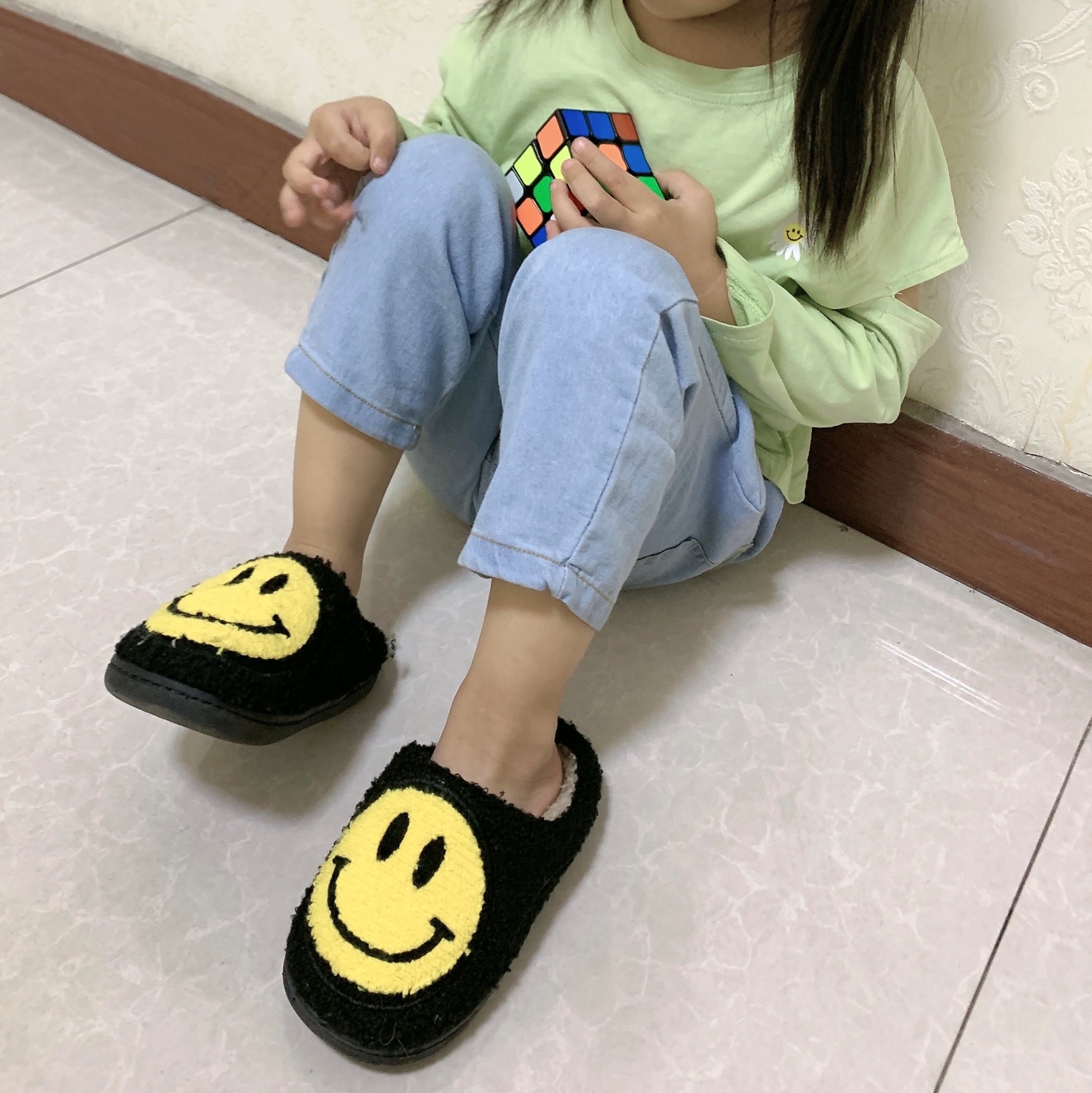 Best Fuzzy Toddler Slippers with Smiley Face | OSmile2