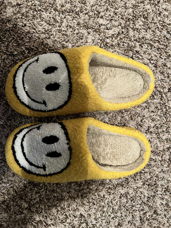 Yellow Slippers with White Smiley Face | OSmile2